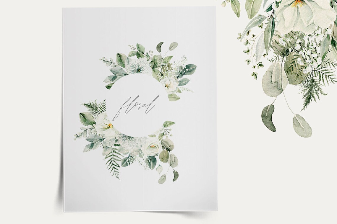 Watercolor Greenery Clipart, Floral Frame, Greenery Border, Watercolor ...