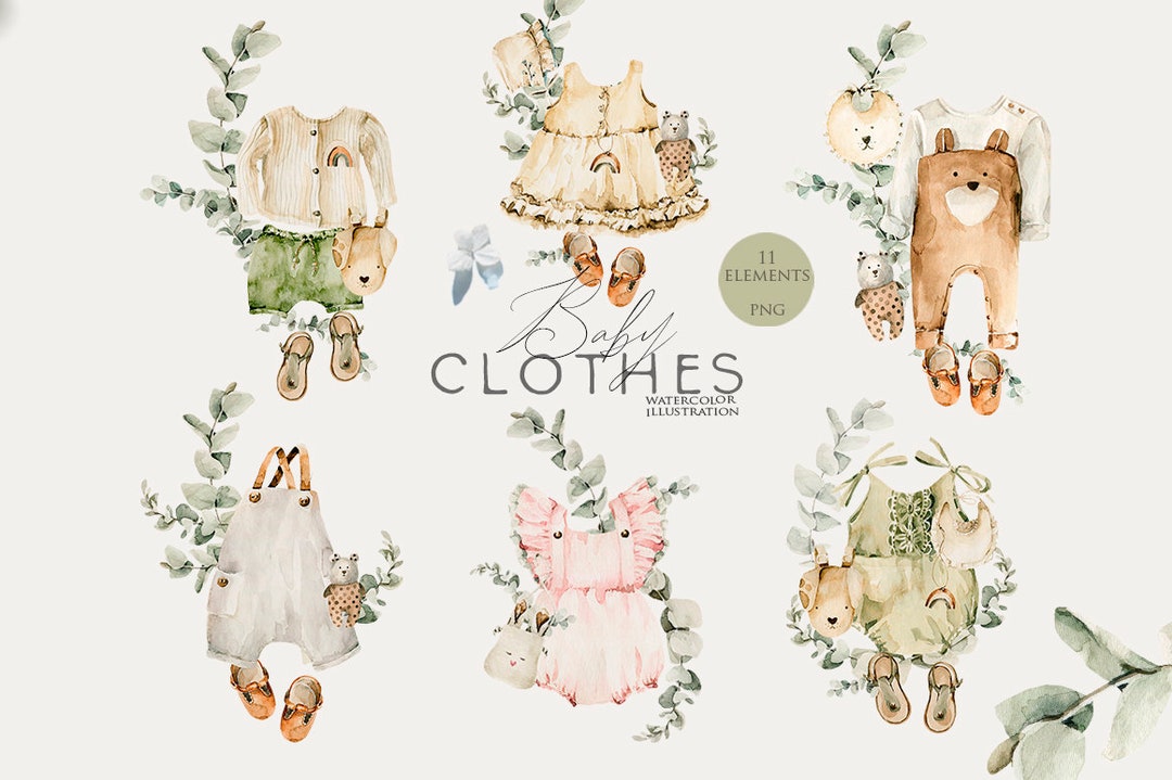 Baby Clothes Clipart Girl Dresses Boho Nursery Clip Art Boho Baby ...
