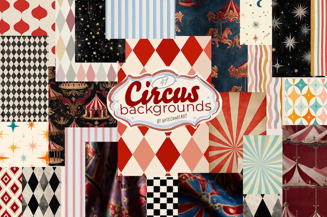 Vintage Circus Digital Paper Pack | Seamless Carnival Patterns ...