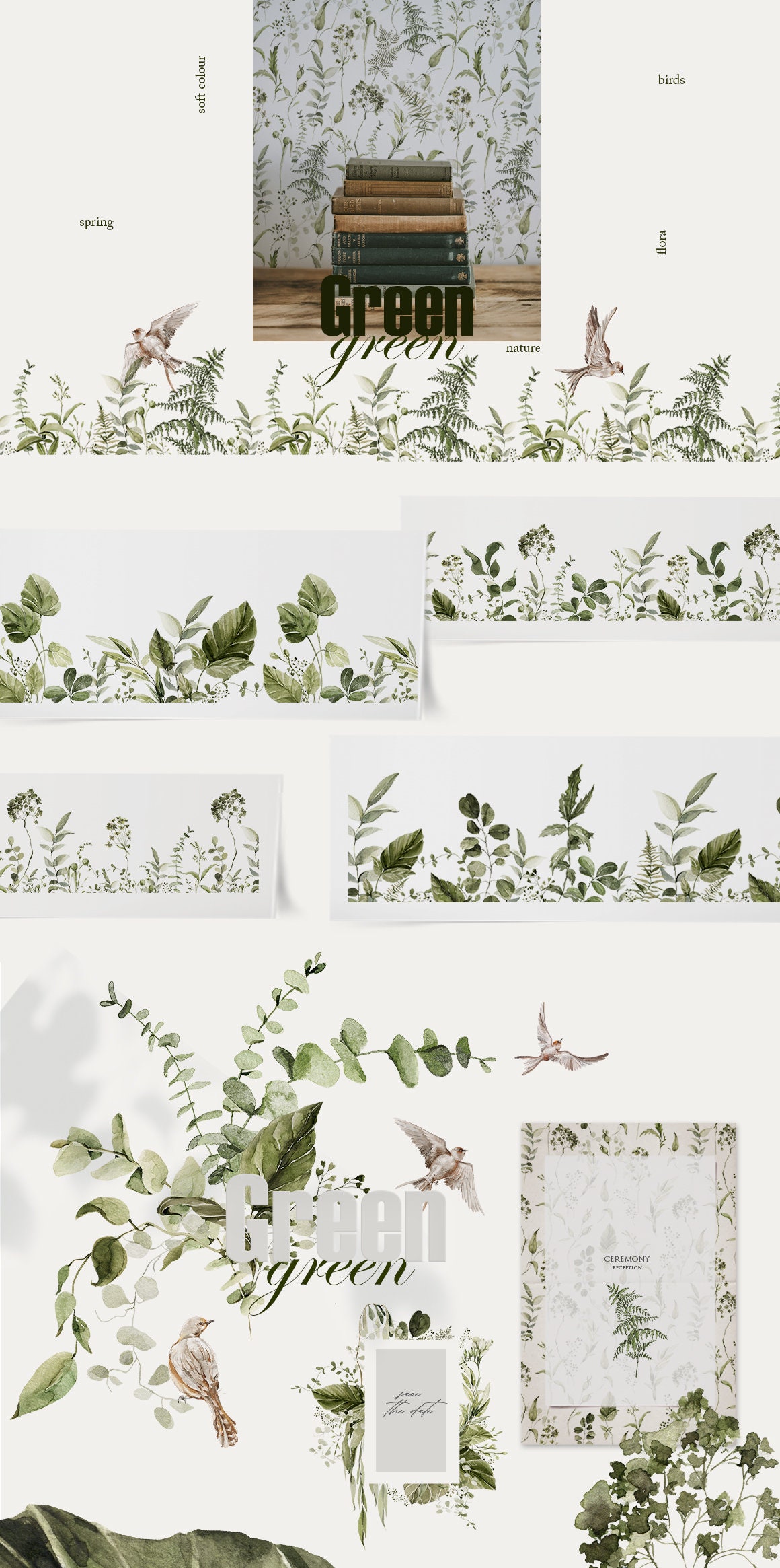 Watercolor Greenery Floral Clipart Green Leaves Frame Watercolour Field ...