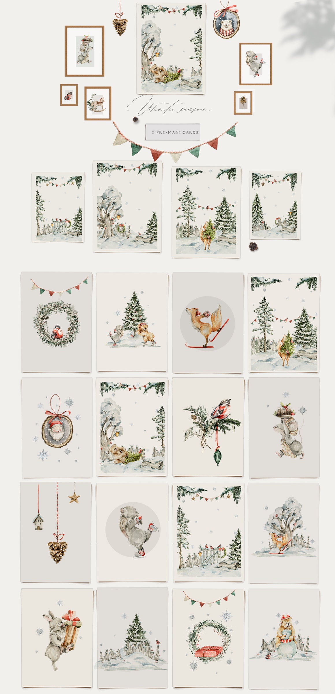 Woodland Christmas Clipart Forest Baby Animals Winter Holiday Clip Art ...