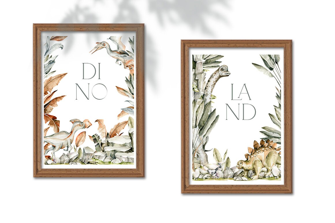 Dinosaurs Frame Clipart Watercolor Dinosaur Dino Birthday Party Baby ...