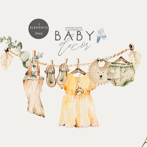 Girl Clothes Clipart Watercolor Boho Nursery Baby Girl Dresses Boho ...