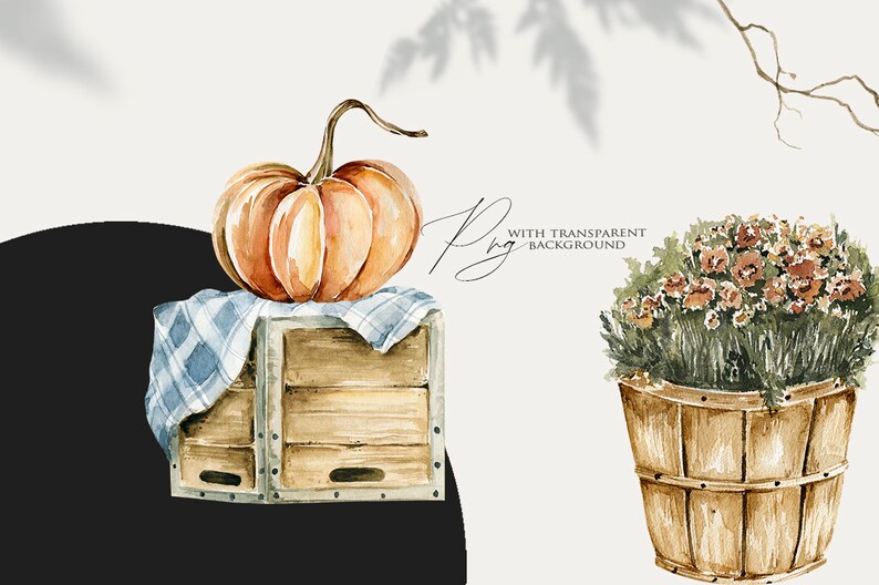 Autumn Clipart Fall Garden Clip Art Watercolor Pumpkins - Etsy