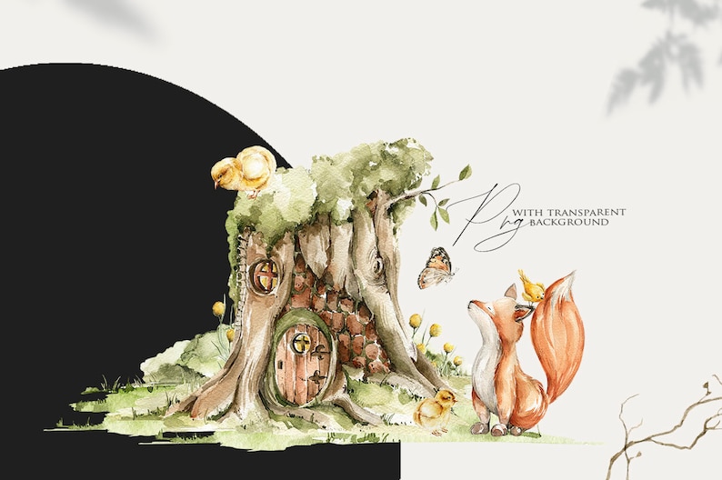 Woodland Clipart Watercolour Fox Forest Animals Watercolor - Etsy