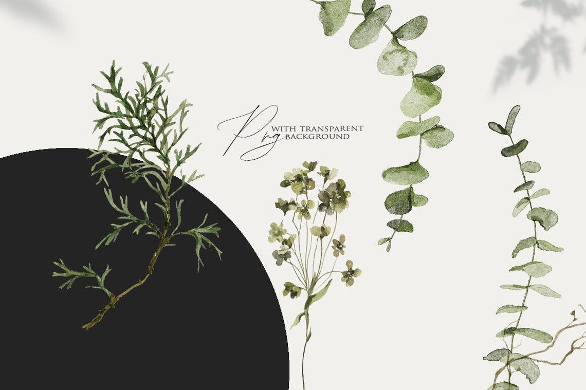 Watercolor Greenery Clipart Green Leaves Clip Art Watercolour Foliage ...