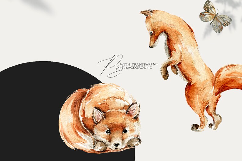 Woodland Animals Fox Clipart Watercolour Forest Animal Baby Girl Clip ...