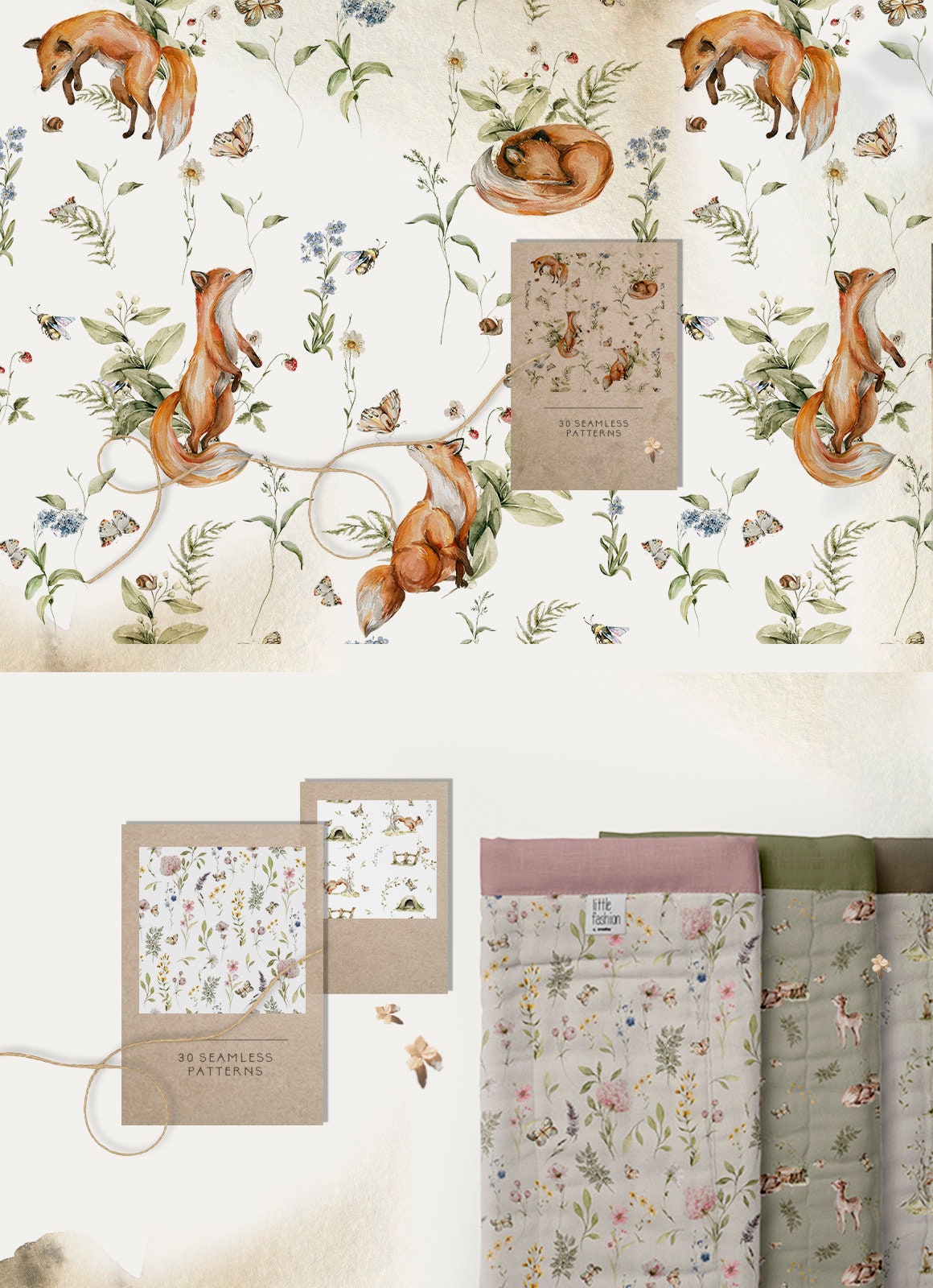 Woodland Scene Seamless Patterns Digital Papers Pack Digital Background ...