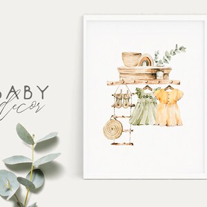 Baby Clothes Clipart Watercolor Girl Dresses Boho Nursery Clip Art Boho ...