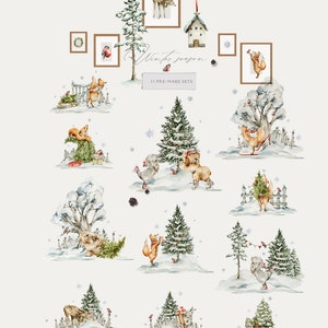 Woodland Christmas Clipart Forest Baby Animals Winter Holiday Clip Art ...