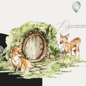 Woodland Clipart Baby Girl Clipart Watercolor Forest Animals ...