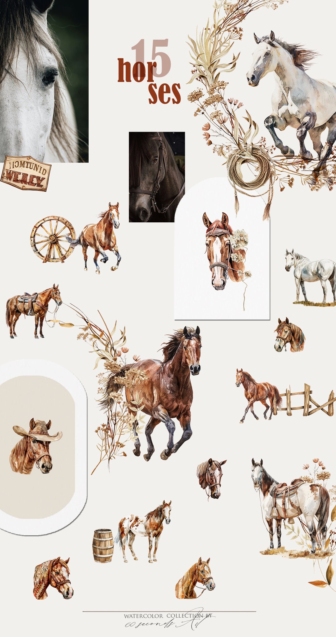 Wild West Clipart Watercolor Western Country Style Western Wedding ...