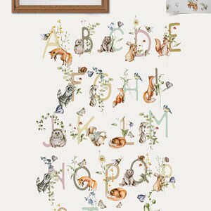 Woodland Alphabet Сute Animals Letters Fox Bear Bunny Clipart Woodland ...