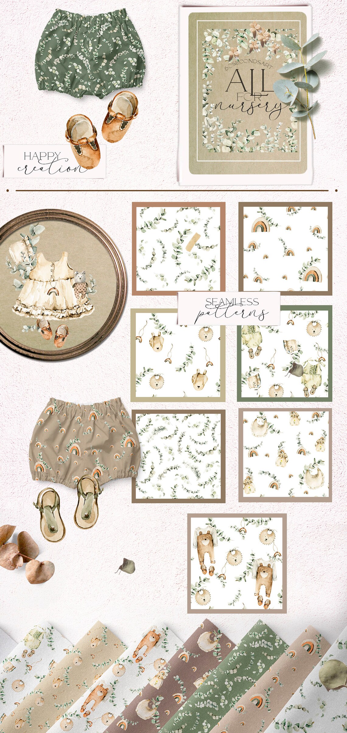 Boho Baby Decor Baby Girl Clipart Watercolor Nursery Decor - Etsy