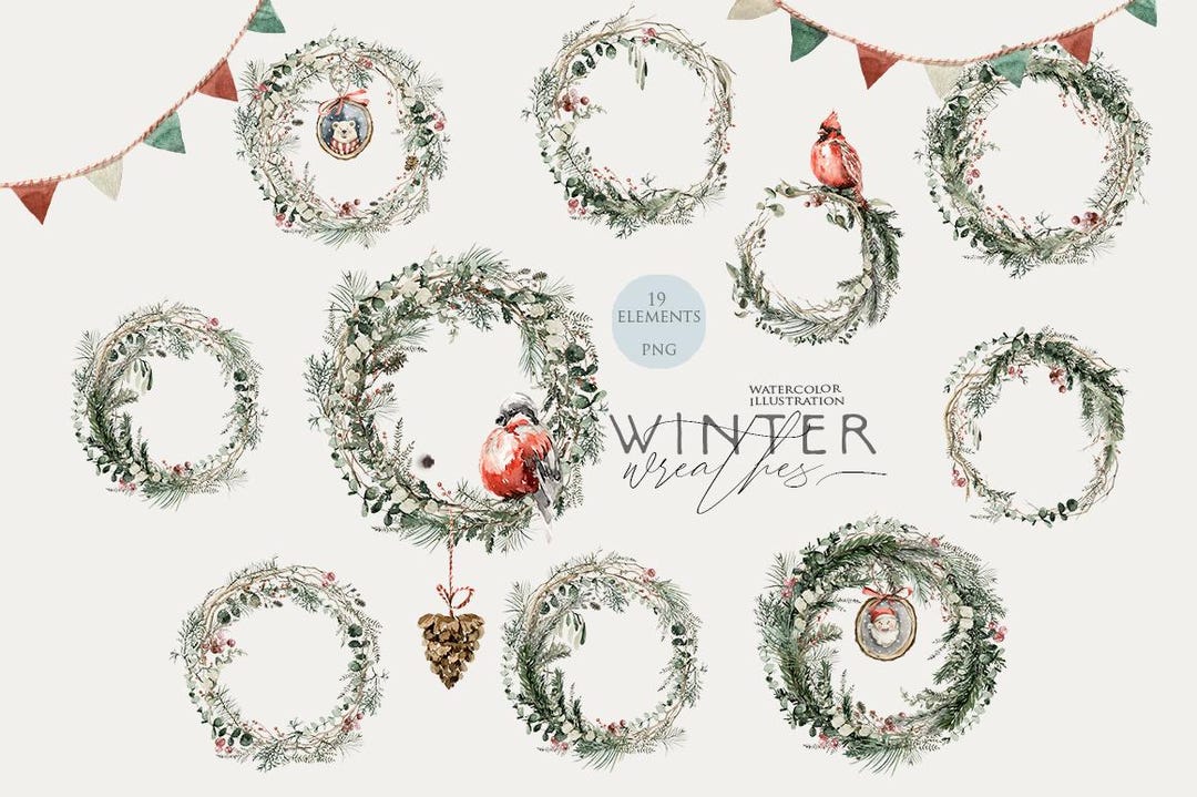 Floral Frame Clipart Winter Greenery Border Christmas Floral Wreath Fir ...