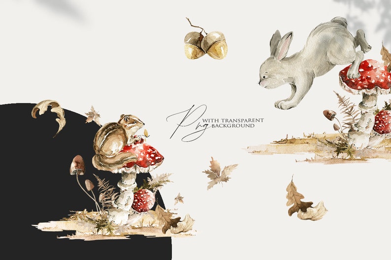 Autumn Woodland Clipart Watercolor Woodland Animals Fall Forest Baby ...