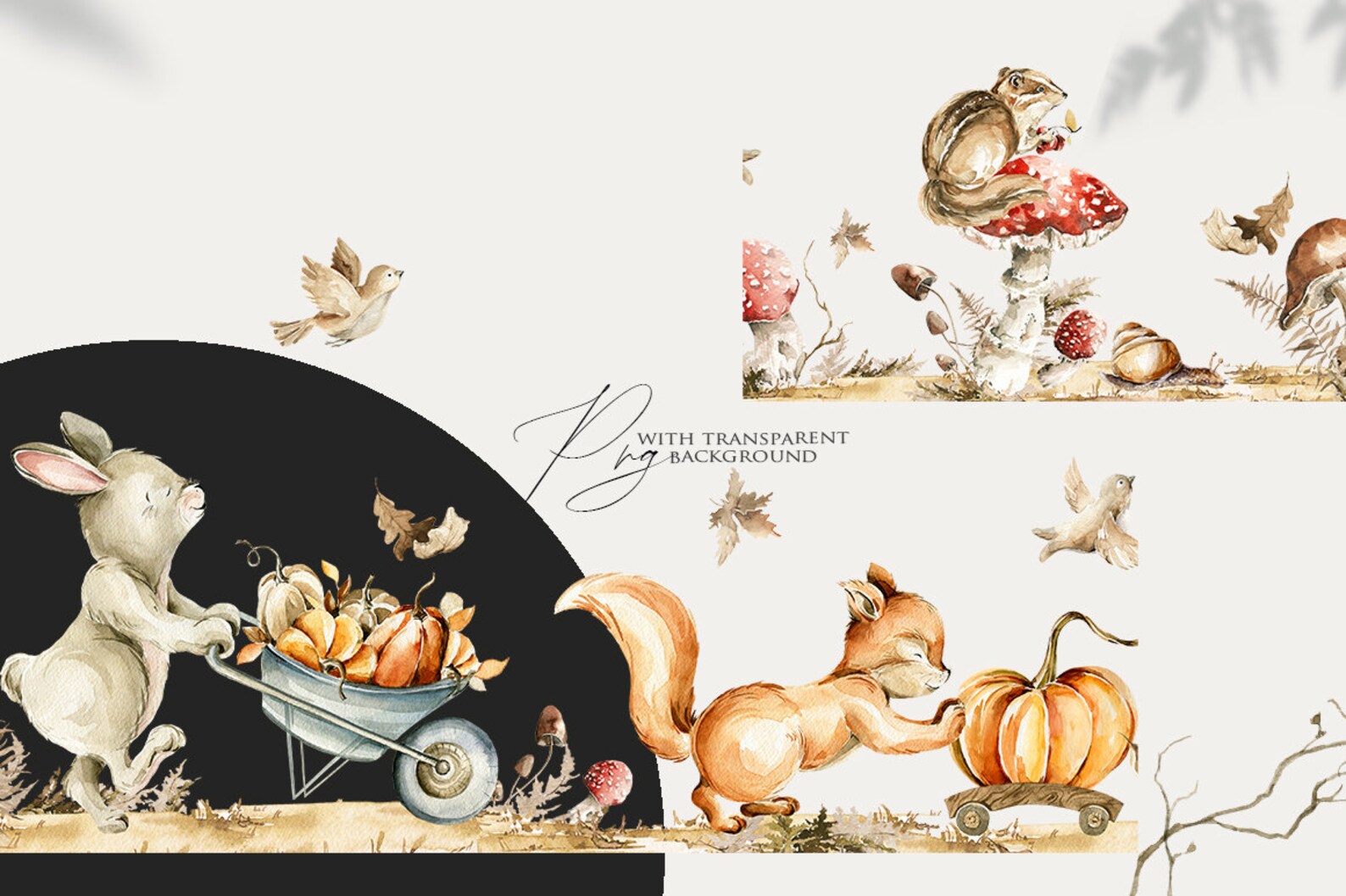 Autumn Forest Border Clipart Watercolor Animals Clip Art Woodland Frame ...