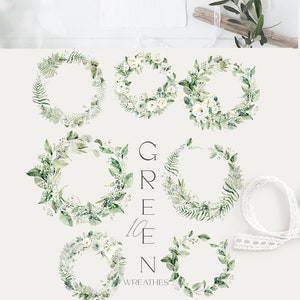 Watercolor Greenery Wreath, Floral Clipart, Green Leaves Frame ...