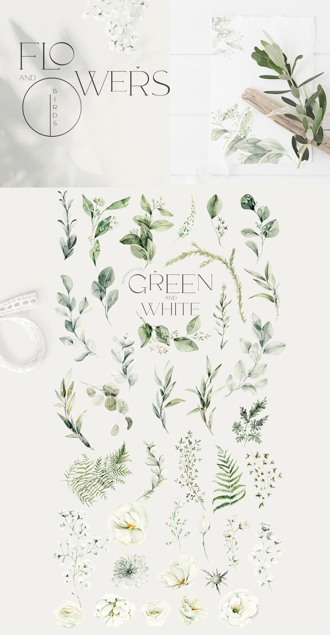 Floral Greenery Clipart Watercolor Forest Leaves Floral Clip Art Field ...