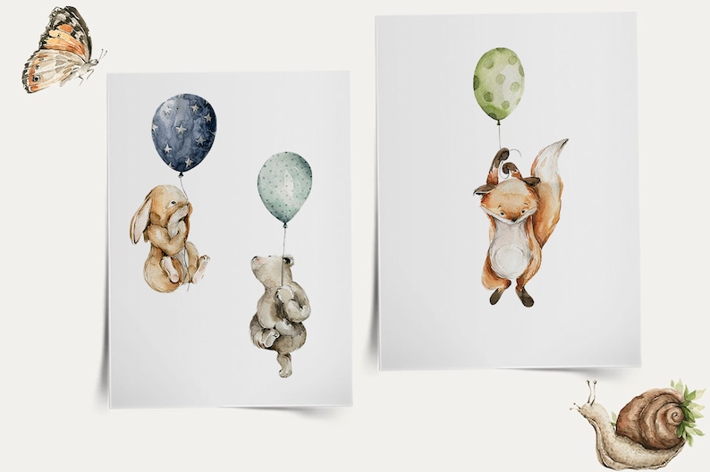 Woodland Animals Clipart Cute Baby Animal Woodland Baby Shower Nursery ...