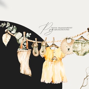 Girl Clothes Clipart Watercolor Boho Nursery Baby Girl Dresses Boho ...