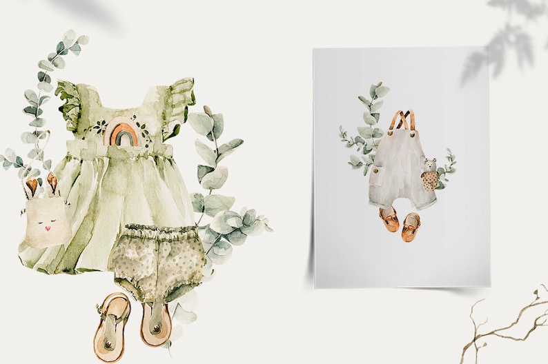 Baby Clothes Clipart Girl Dresses Boho Nursery Clip Art Boho Baby ...