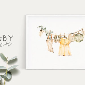 Girl Clothes Clipart Watercolor Boho Nursery Baby Girl Dresses Boho ...