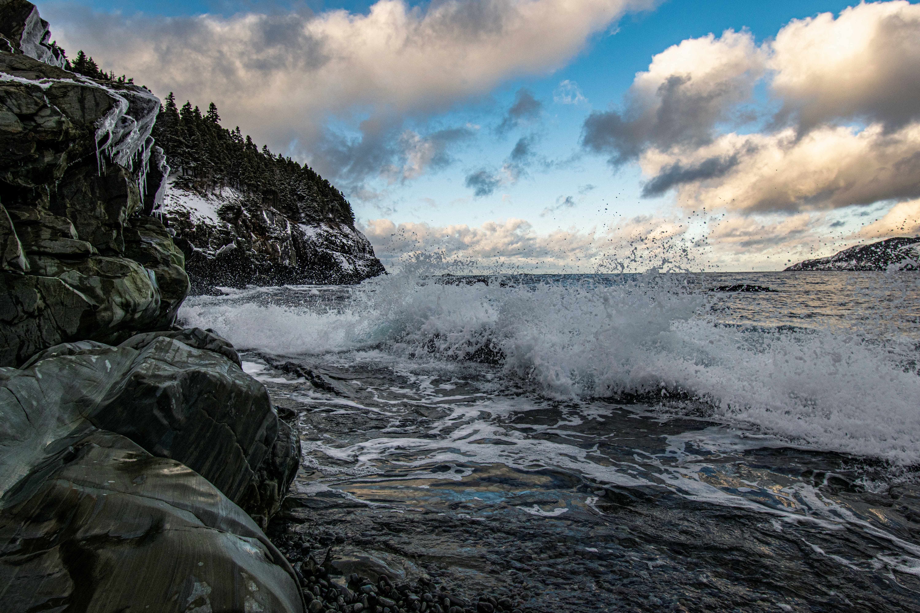 Middle Cove Beach Ocean Waves Canvas Wall Art Print, Newfoundland and ...