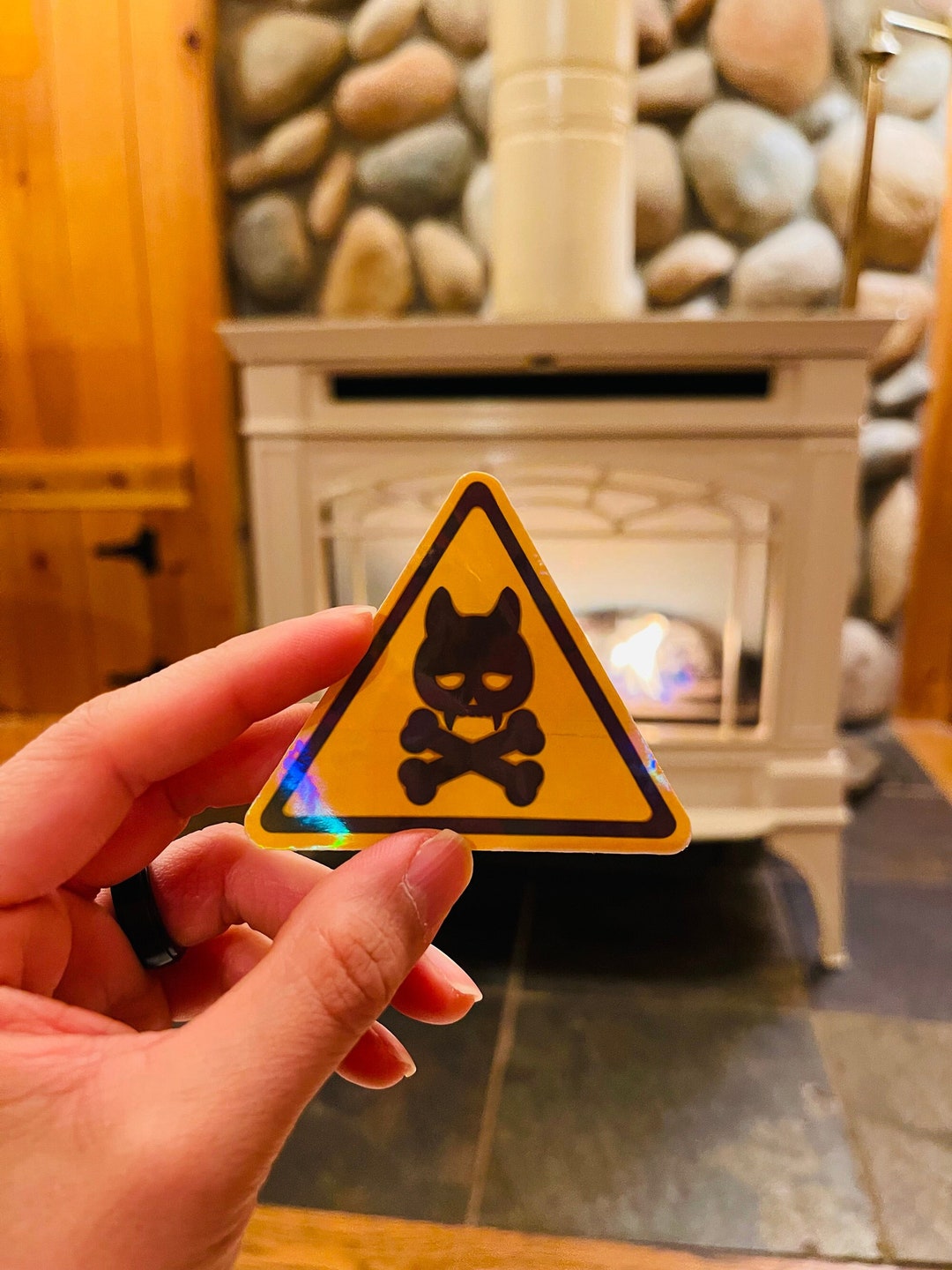 Cat Caution Sign Funny Sticker Hilarious and Adorable Cat - Etsy