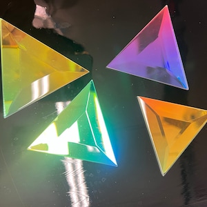 3 Dichroic Triangle Bevel Rainbow Faceted Stained Glass Jewel - Etsy