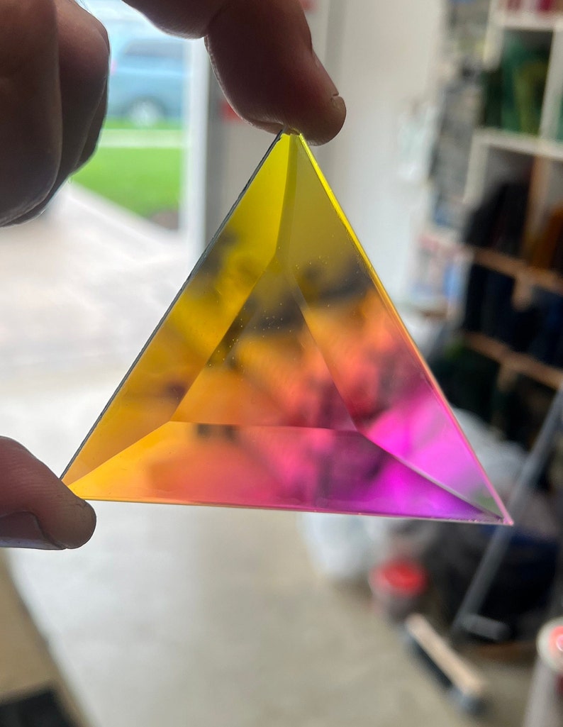 3 Dichroic Triangle Bevel Rainbow Faceted Stained Glass Jewel - Etsy