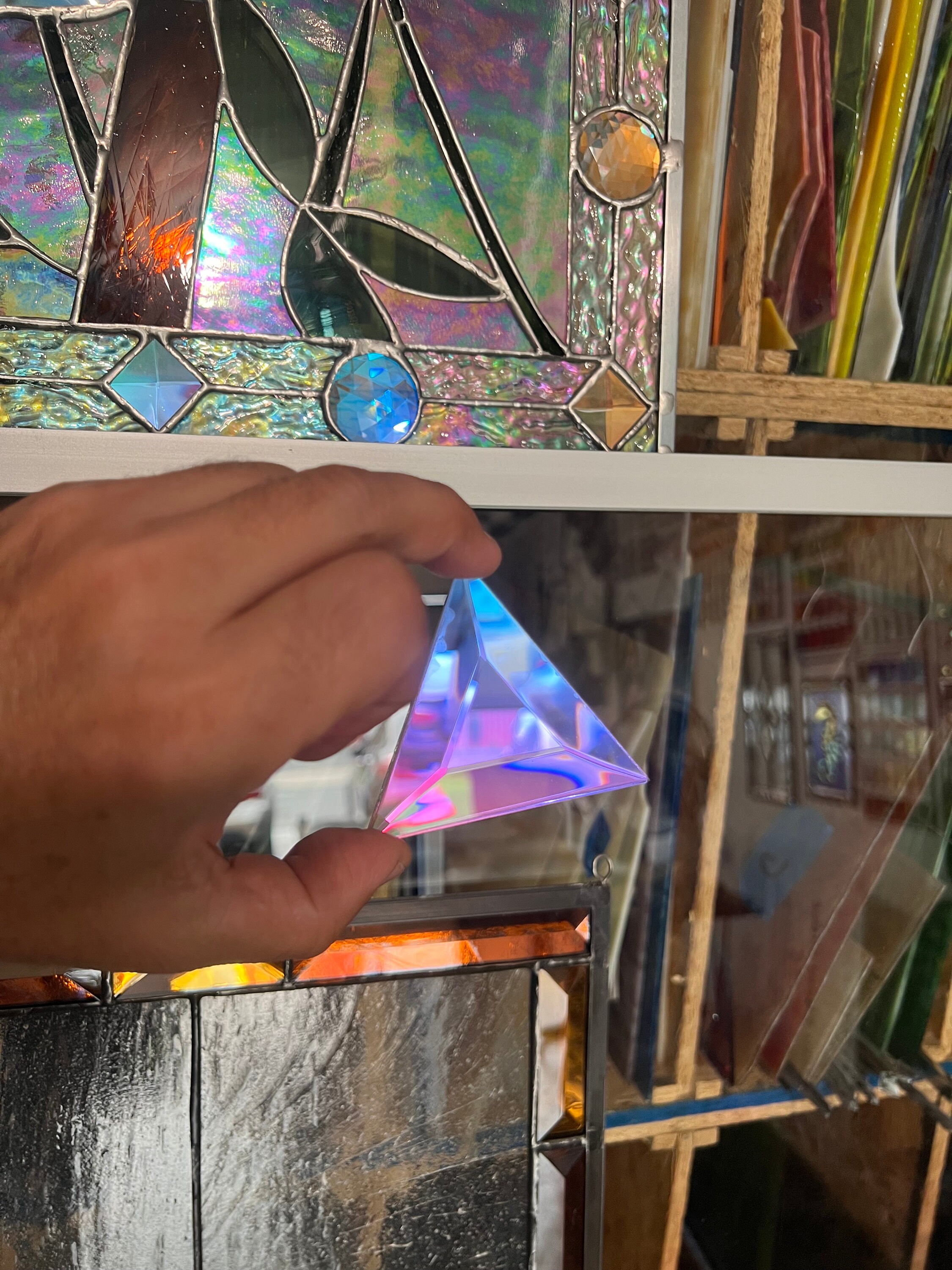 3 Dichroic Triangle Bevel Rainbow Faceted Stained Glass Jewel - Etsy