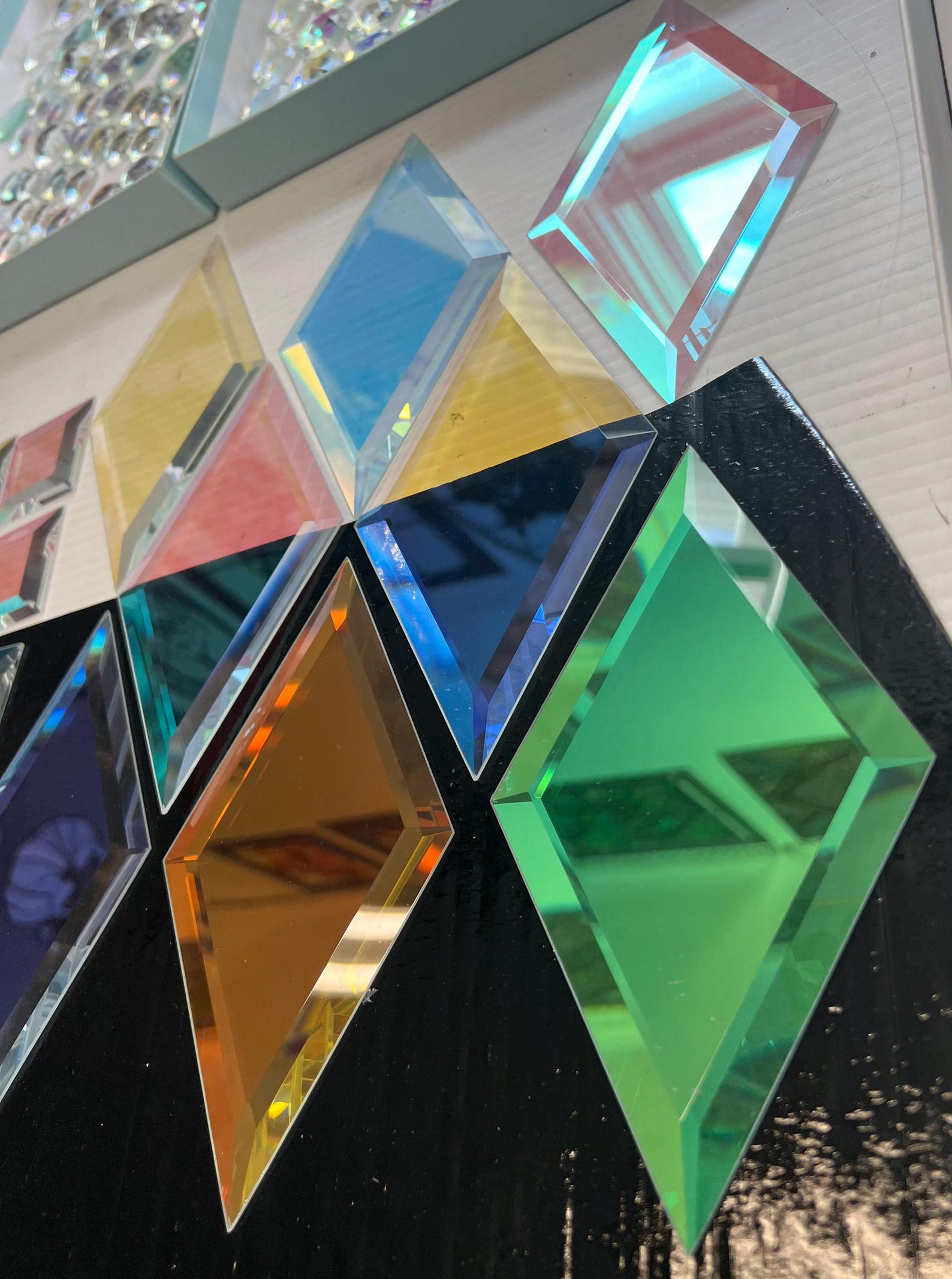 4” X 7” Dichroic Diamond Bevel , Jewel , Colored Glass,rainbow ...