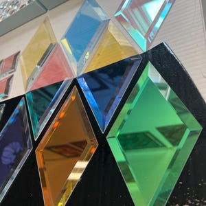 4” X 7” Dichroic Diamond Bevel , Jewel , Colored Glass,rainbow ...