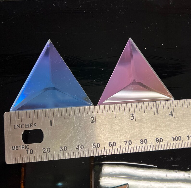 Dichroic Triangle 2”x2”x2” Bevel Glass Stained Jewel Gems - Etsy