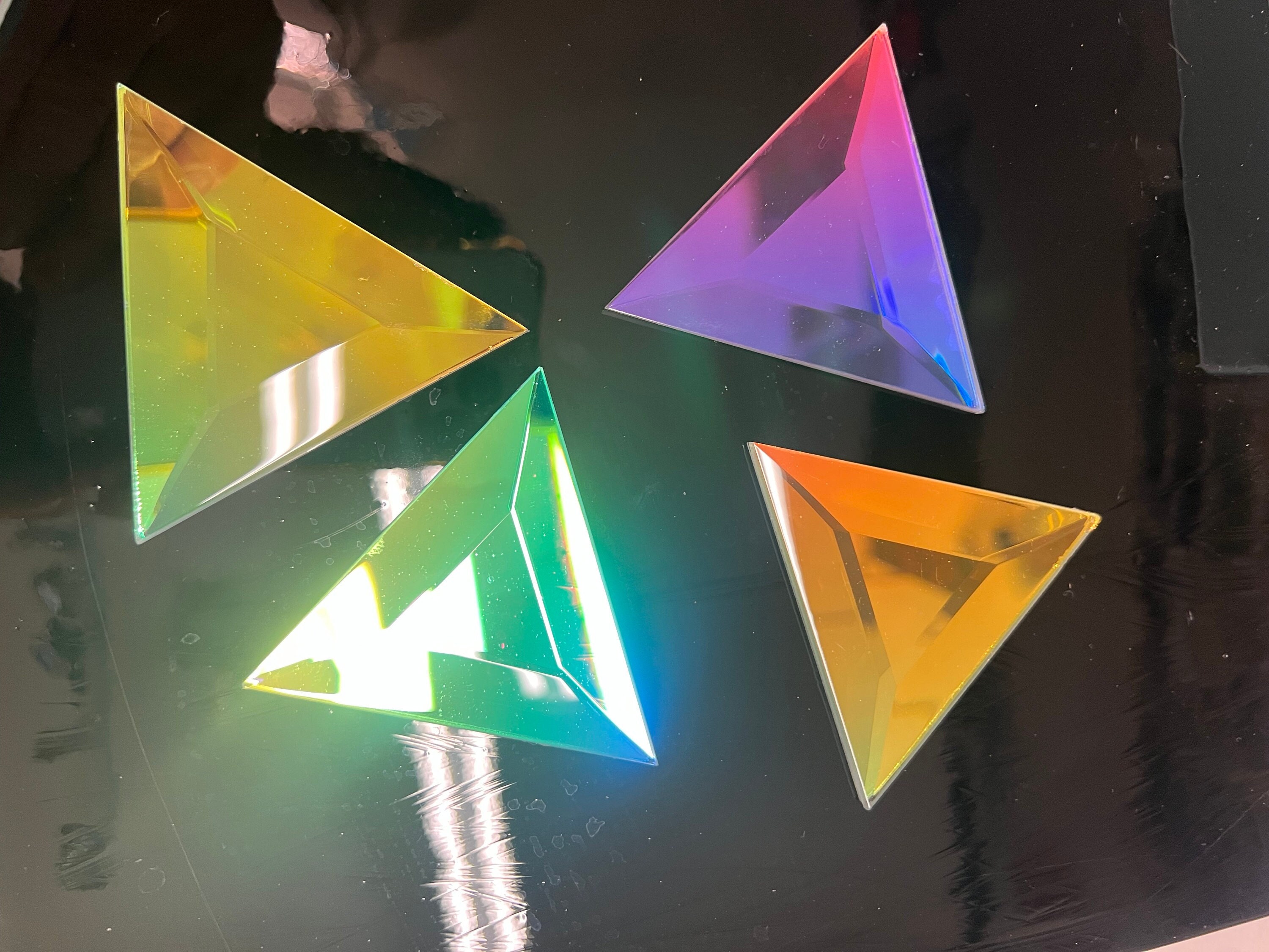 3 Dichroic Triangle Bevel Rainbow Faceted Stained Glass Jewel - Etsy