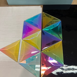 3 Dichroic Triangle Bevel Rainbow Faceted Stained Glass Jewel - Etsy