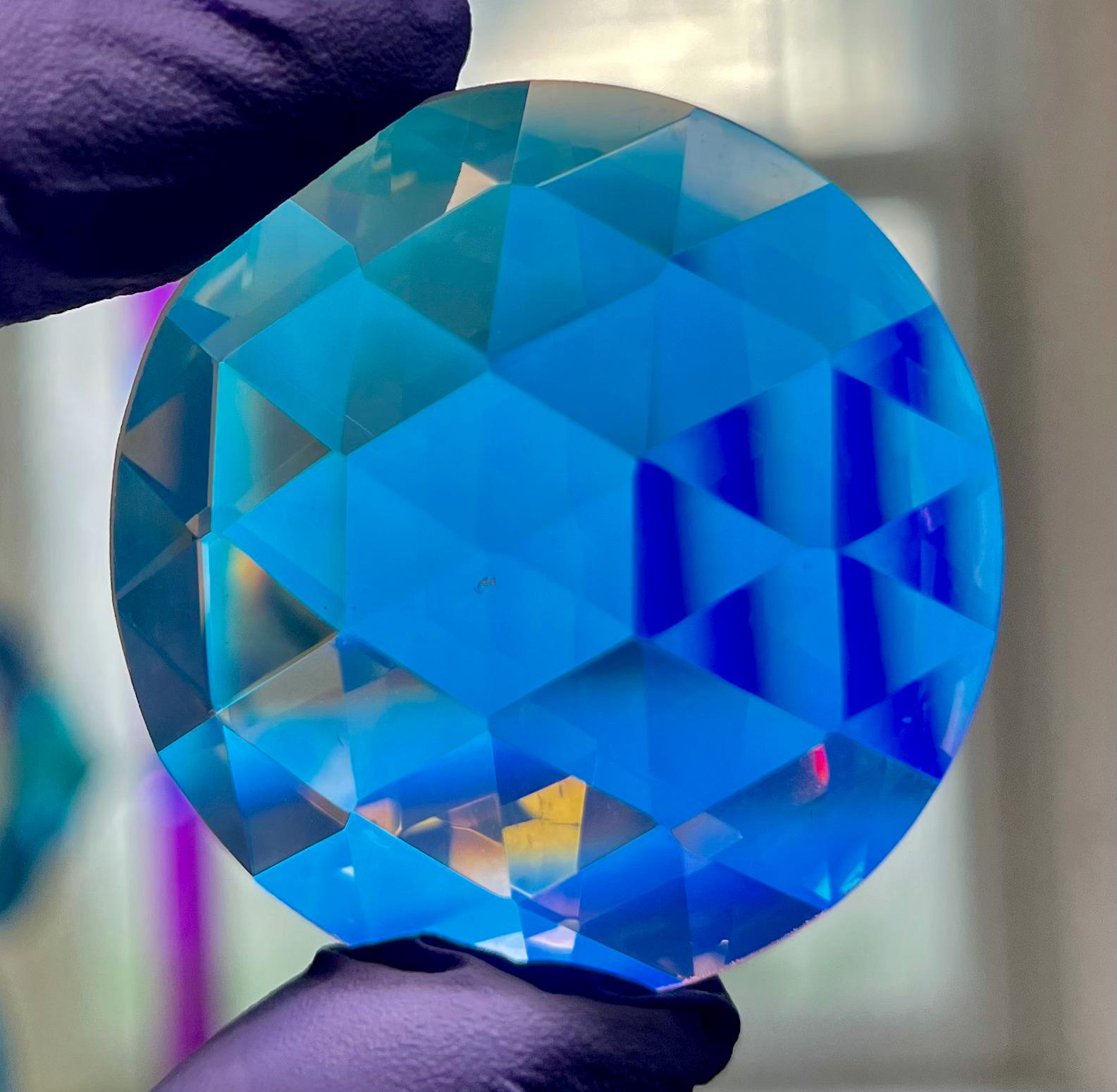 2” Dichroic Round Faceted Jewel | Holographic Glass Gem - Etsy