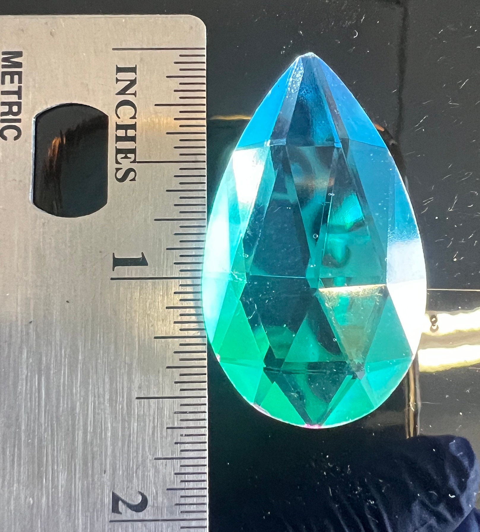 40 X 24mm Teardrop Dichroic German Jewel Rainbow Faceted Stained Glass ...