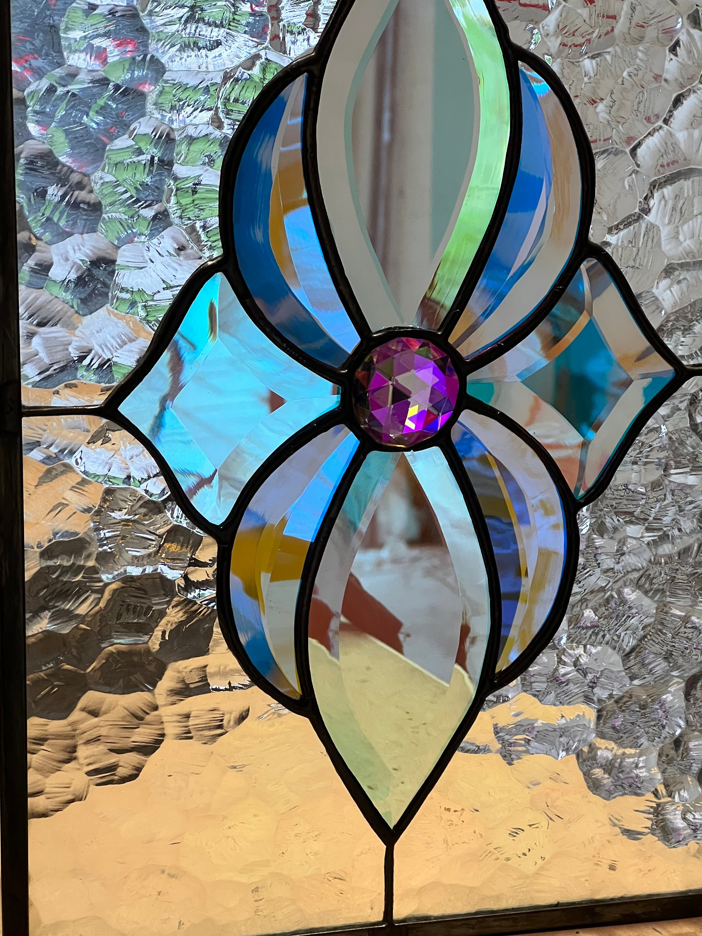 Dichroic Bevel Stained Glass Panel Rainbow Hanging Suncatcher Cabinet ...