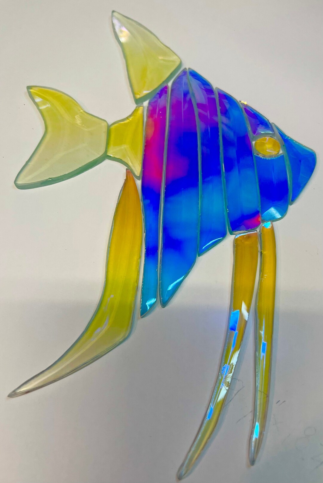 Dichroic Exquisite Angel Fish| Bevel Stained Glass | Rainbow | - Etsy