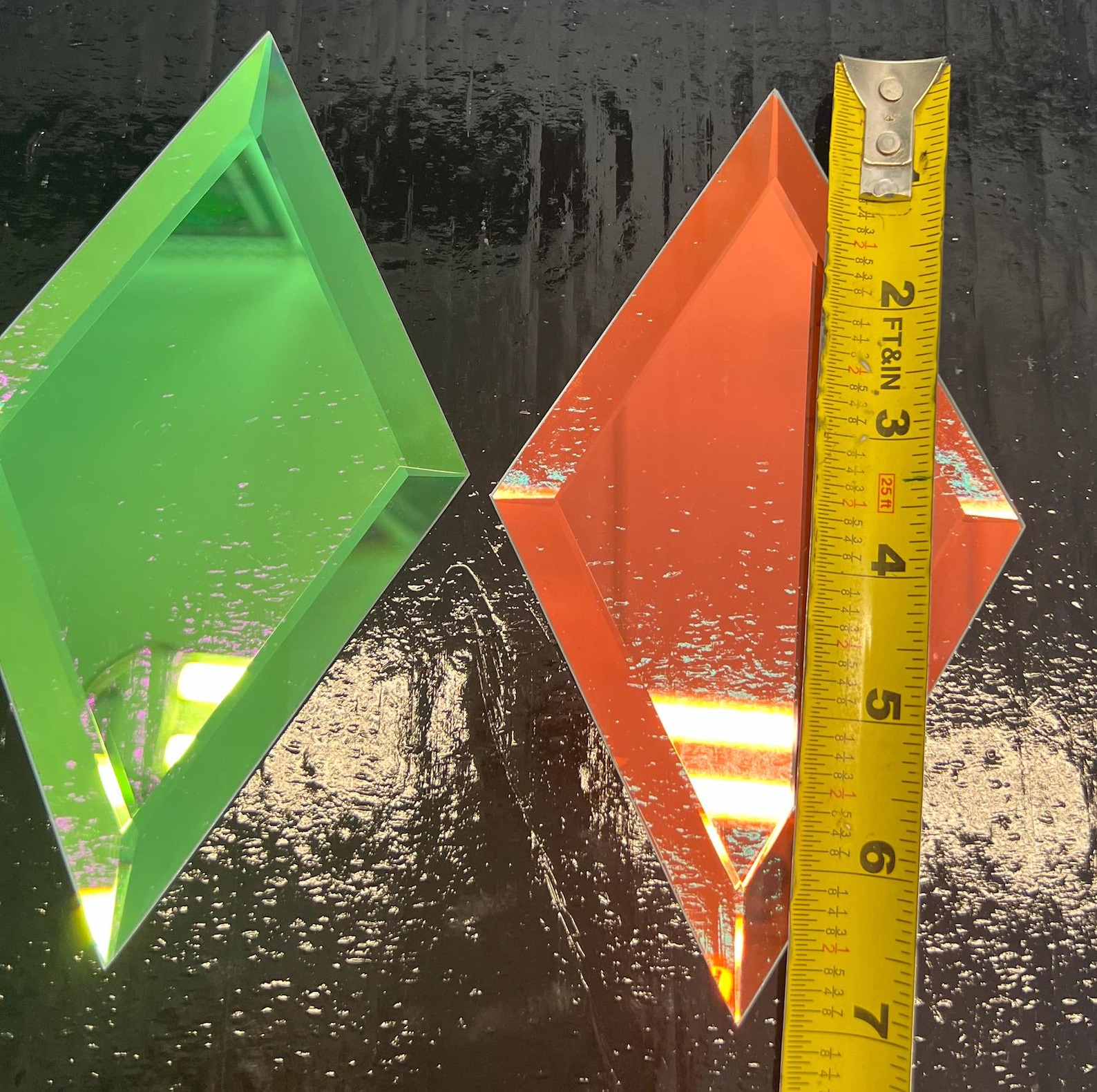 4 X 7 Dichroic Diamond Bevel , Jewel , Colored Glass,rainbow , Stained ...