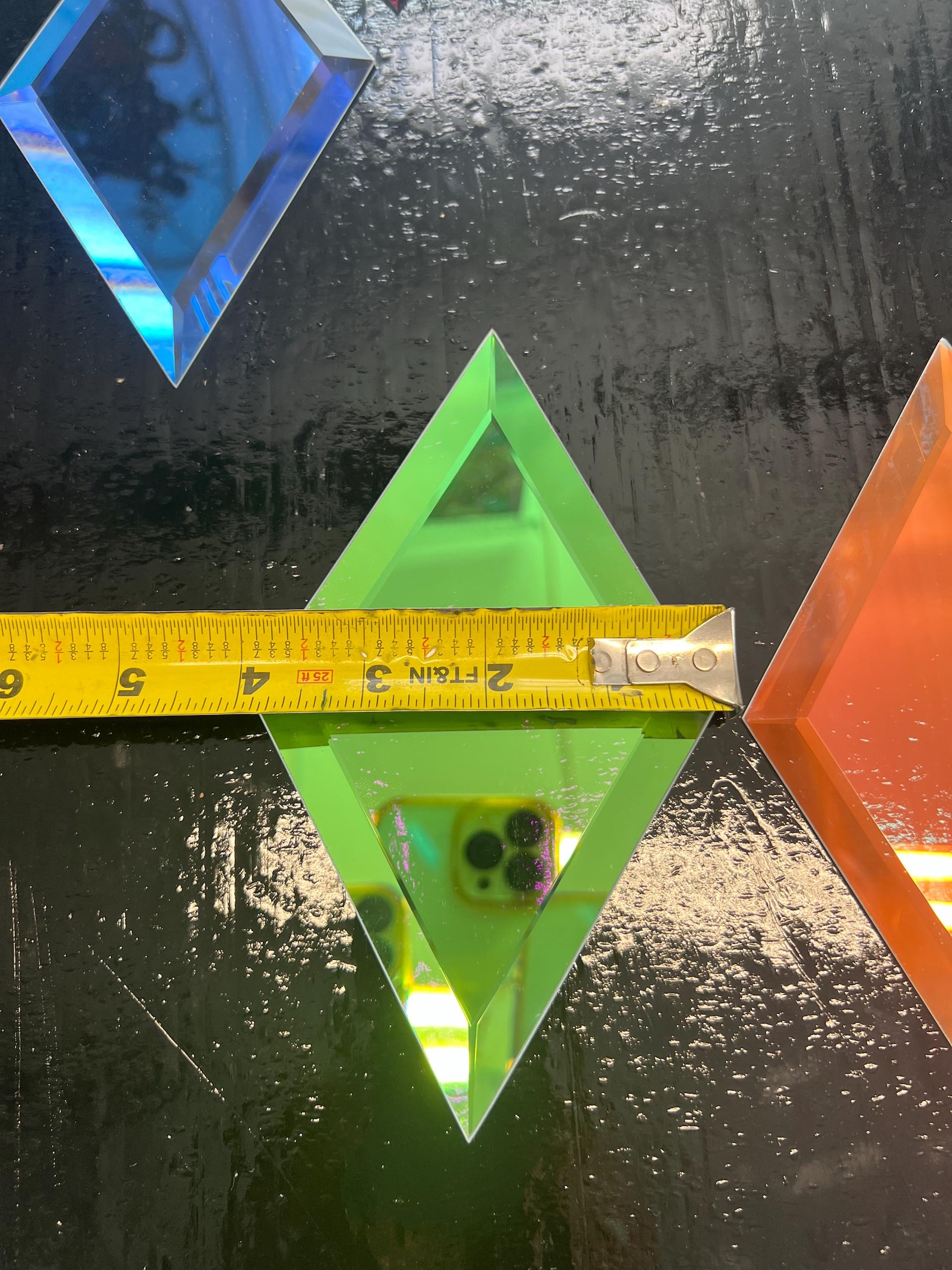 4” X 7” Dichroic Diamond Bevel , Jewel , Colored Glass,rainbow ...