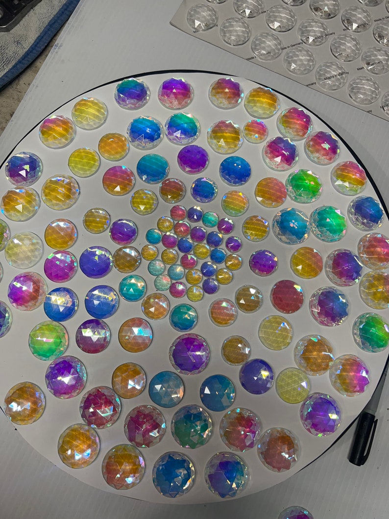 Dichroic Round Faceted Jewel , Holographic Glass , Gem for Stained ...