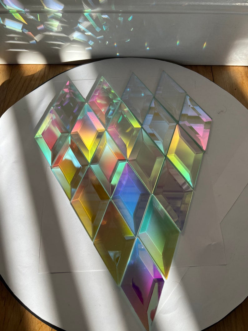 Dichroic Diamond Bevel Jewel Stained Glass - Etsy