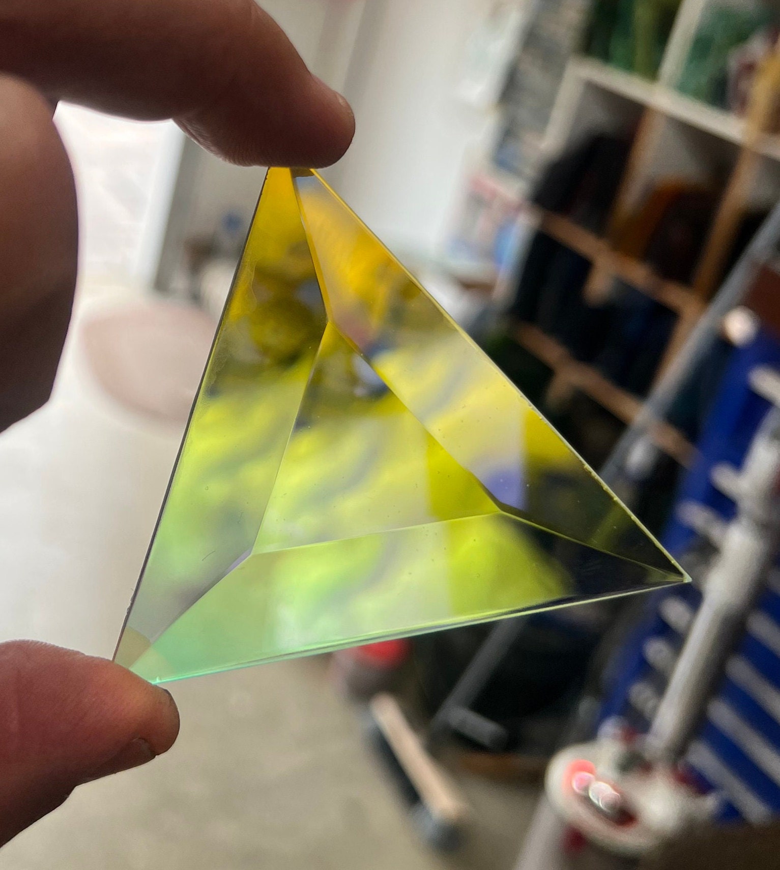 3 Dichroic Triangle Bevel Rainbow Faceted Stained Glass Jewel - Etsy