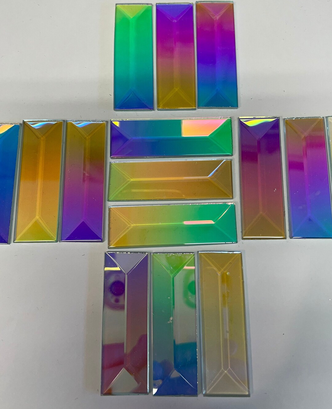 1x 3dichroic Rainbow Rectangle Bevel Jewel - Etsy