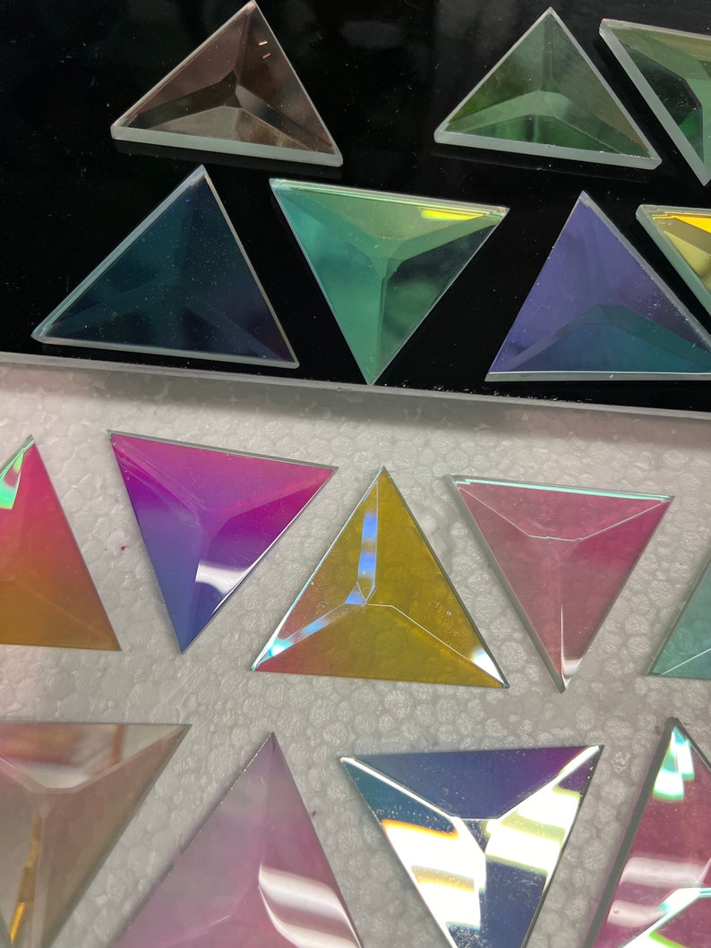 Dichroic Triangle 2”x2”x2” Bevel Glass Stained Jewel Gems - Etsy
