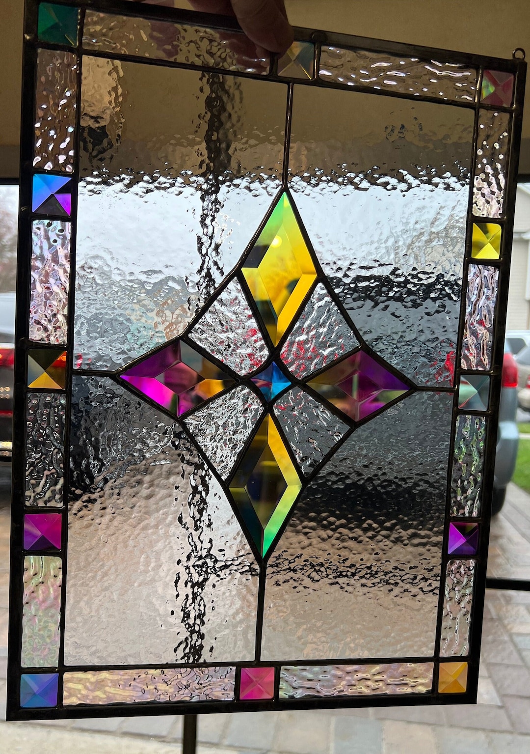 Dichroic Bevel Stained Glass Window Wall Rainbow Hanging Suncatcher - Etsy