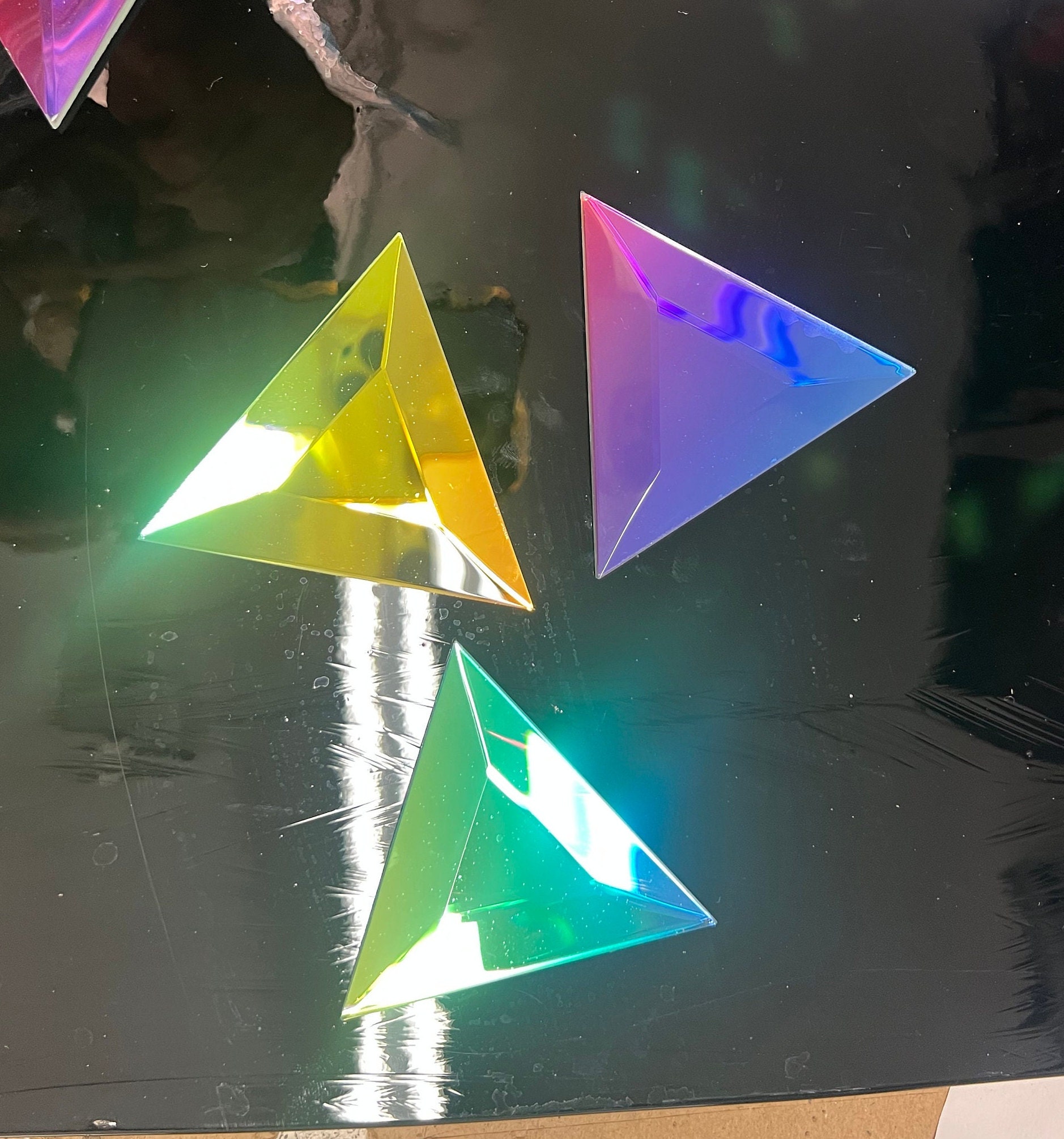 3 Dichroic Triangle Bevel Rainbow Faceted Stained Glass Jewel - Etsy